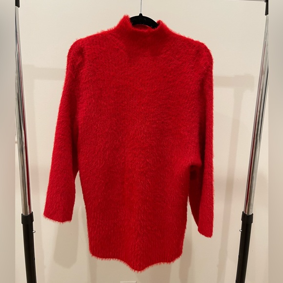 New Look | Sweaters | New Look Red Fuzzy Mock Turtleneck Sweater | Poshmark